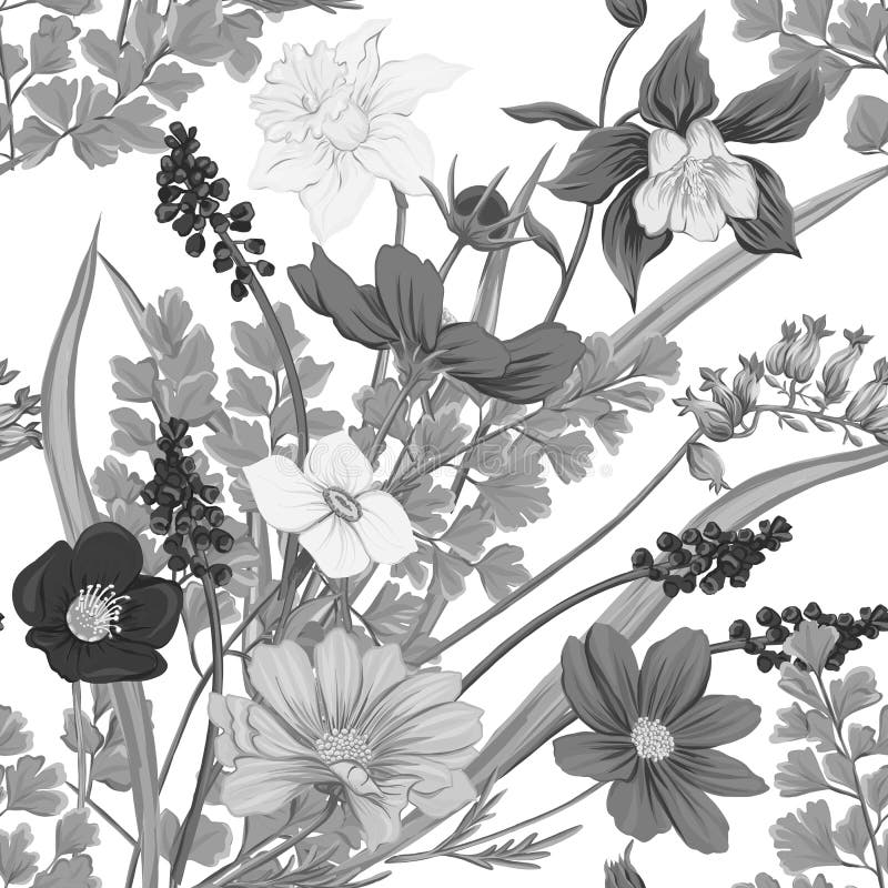 Grayscale Floral Wallpaper Stock Illustrations – 5,869 Grayscale Floral ...