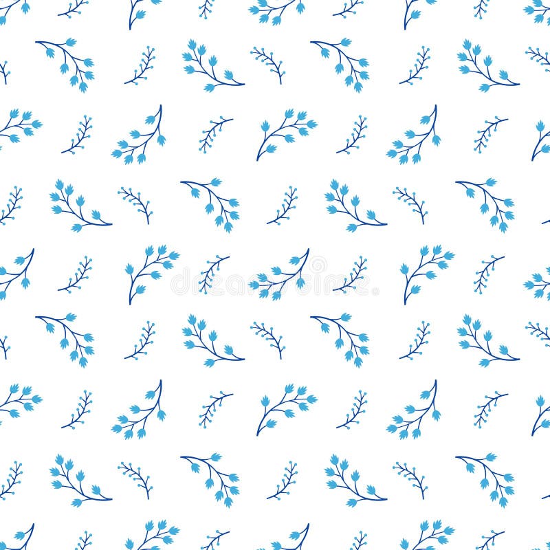 Floral Seamless Pattern in Blue Colors Stock Vector - Illustration of ...