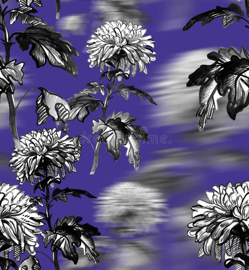 Floral Seamless Pattern with Blurred Vision Effect on Very Peri. Stock ...