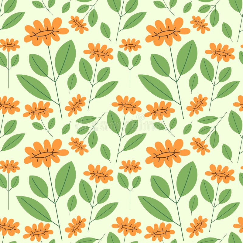 Floral Seamless Pattern. Botanical Background with Cute Flowers Stock ...