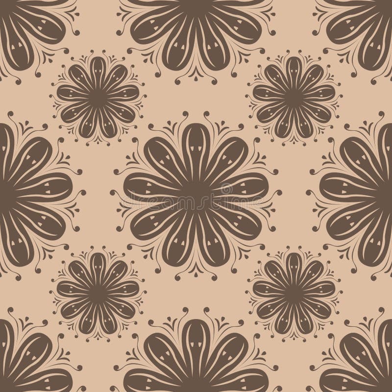 Floral Seamless Pattern. Brown Flower Elements Stock Illustration ...