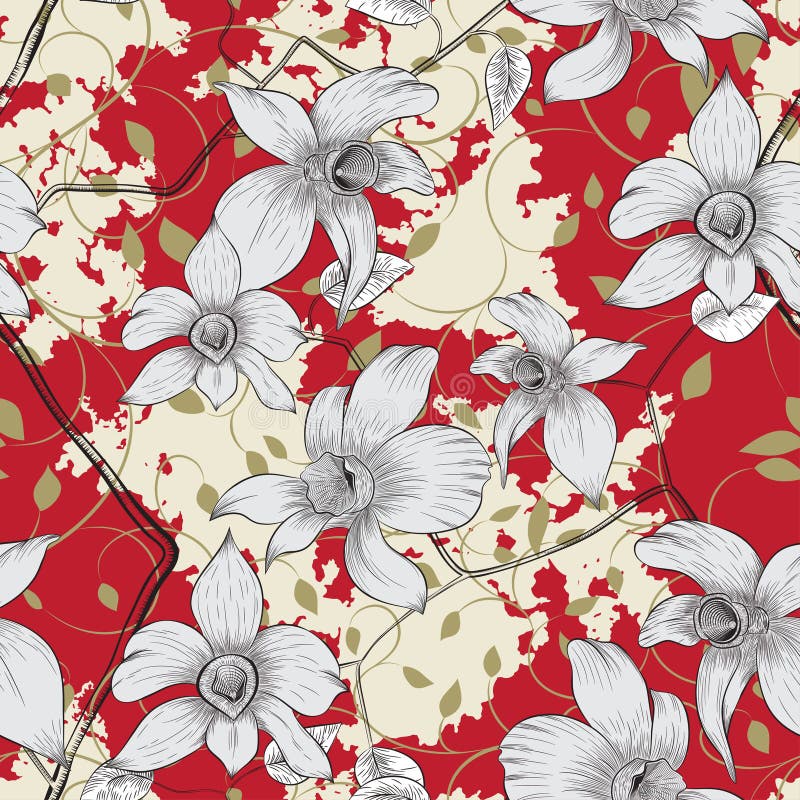 Seamless Floral Pattern with Red Roses on White Background Stock Vector ...