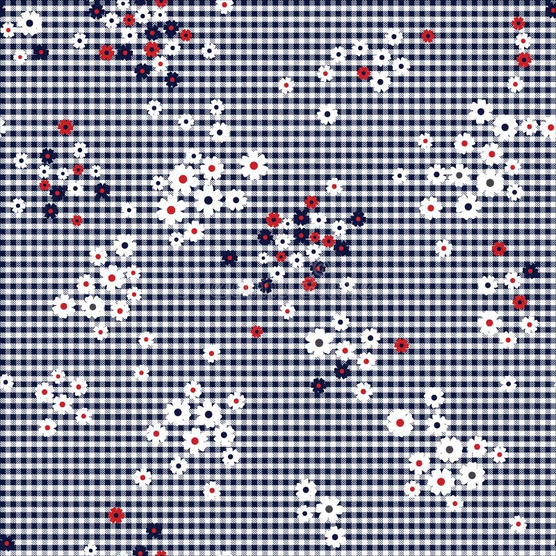 Floral Seamless Pattern Checked Background Stock Vector - Illustration ...