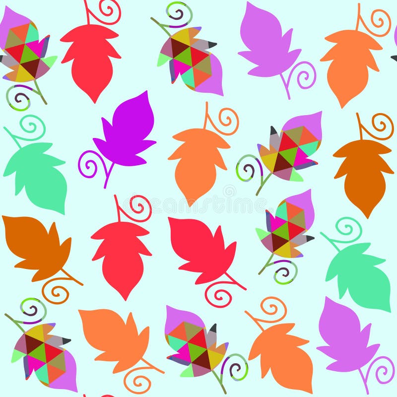 Floral Seamless Pattern with Colorful Cool Leaves and Sea Stock Vector ...