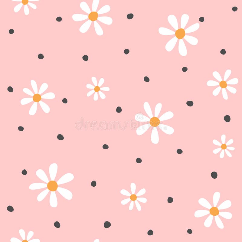Floral Seamless Pattern. Cute Print with Daisies and Round Spots Stock ...
