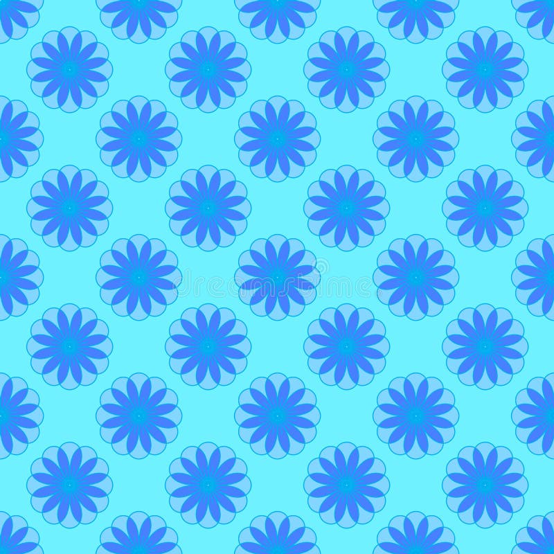 Floral Pattern on the Cyan Background Stock Illustration - Illustration ...
