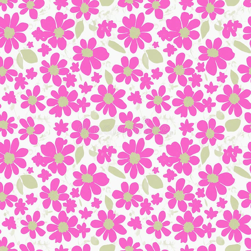 Floral Seamless Pattern Design with Pink Flowers on White, Repeating ...