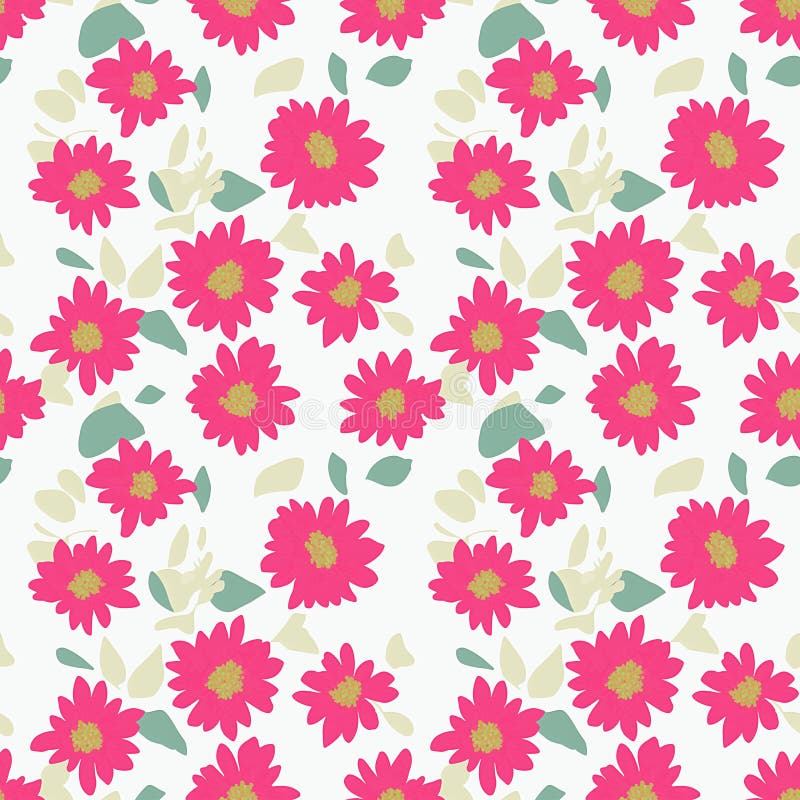Floral Seamless Pattern Design with Red Flowers and Green Leaves on ...