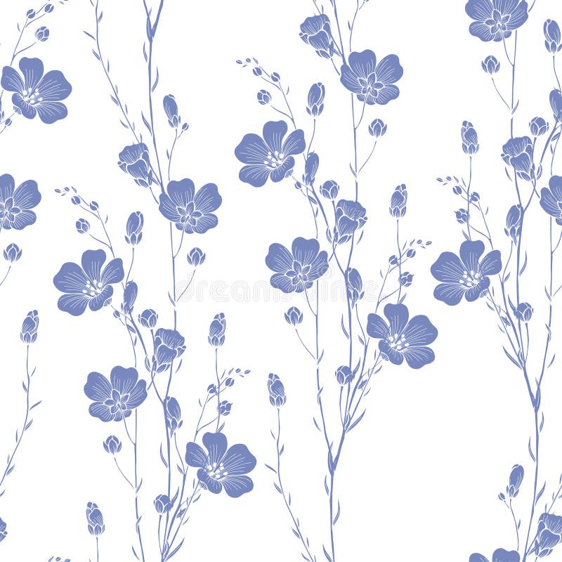 Floral Seamless Pattern of Flax Plant. Stock Illustration ...