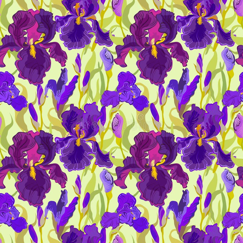 Floral Seamless Pattern. Flower Iris Background. Stock Vector ...