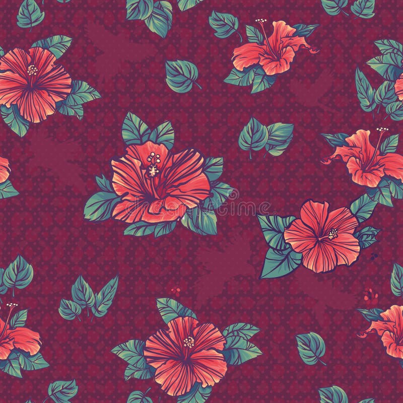 Floral Seamless Pattern with Flowers Hibiscus Stock Vector ...
