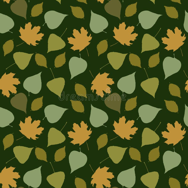 Floral Seamless Pattern with Forest Leaves Stock Vector - Illustration ...