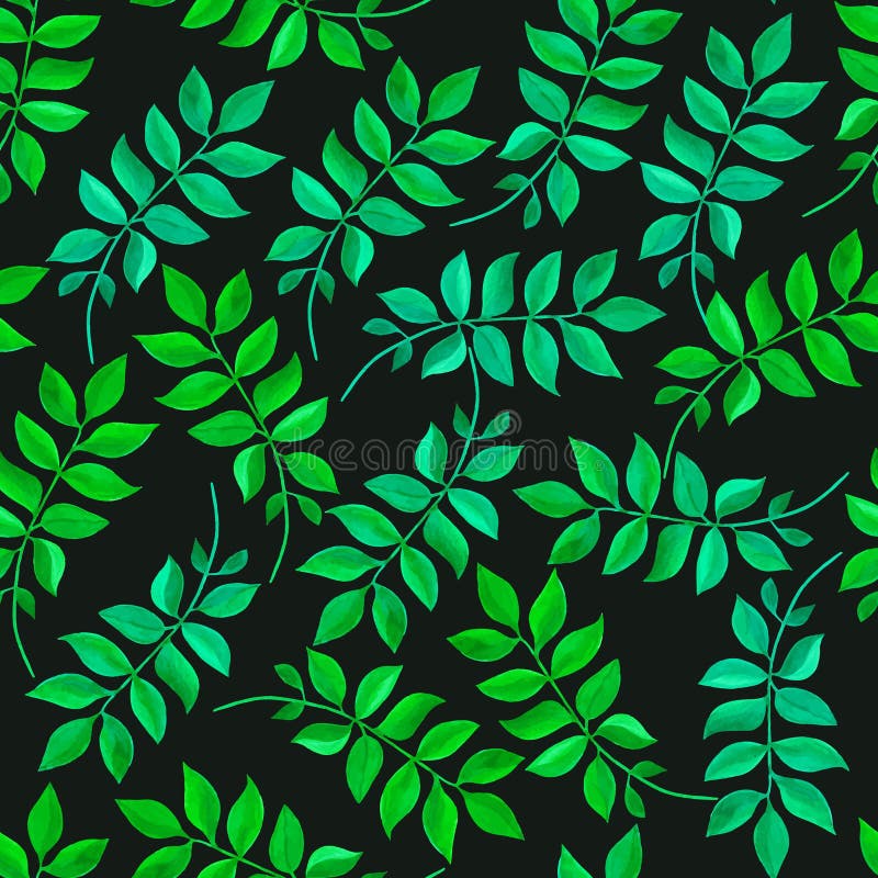Floral Seamless Pattern with Green Leaves Stock Vector - Illustration ...