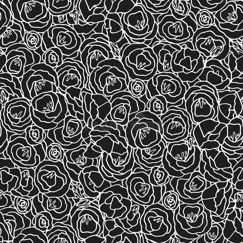 Floral Seamless Pattern with Hand Drawn Roses Stock Vector ...