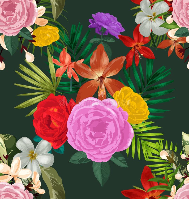 Floral seamless pattern stock illustration. Illustration of botanical ...