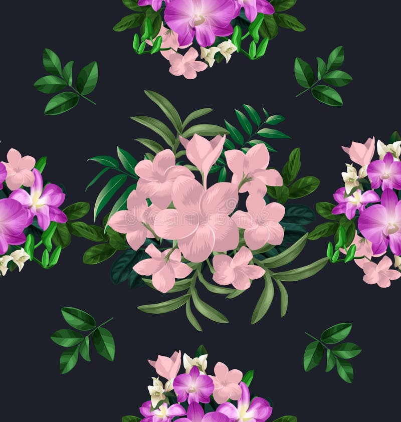 Floral seamless pattern stock illustration. Illustration of aurantiacus ...