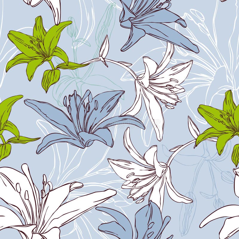 Vintage Water Lily Seamless Pattern. Classic Chinese Motif Stock Vector ...