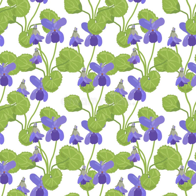 Floral Seamless Pattern Made with Hand Drawn Wild Forest Viola Flowers ...