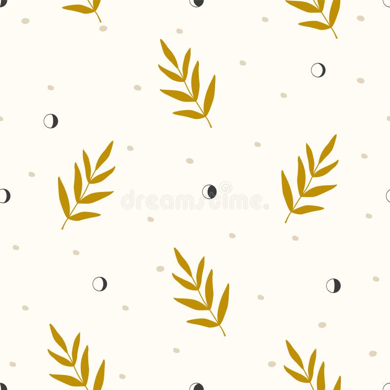 Floral Seamless Pattern with Moon Phases. Night Sky Pattern 2d Concept ...