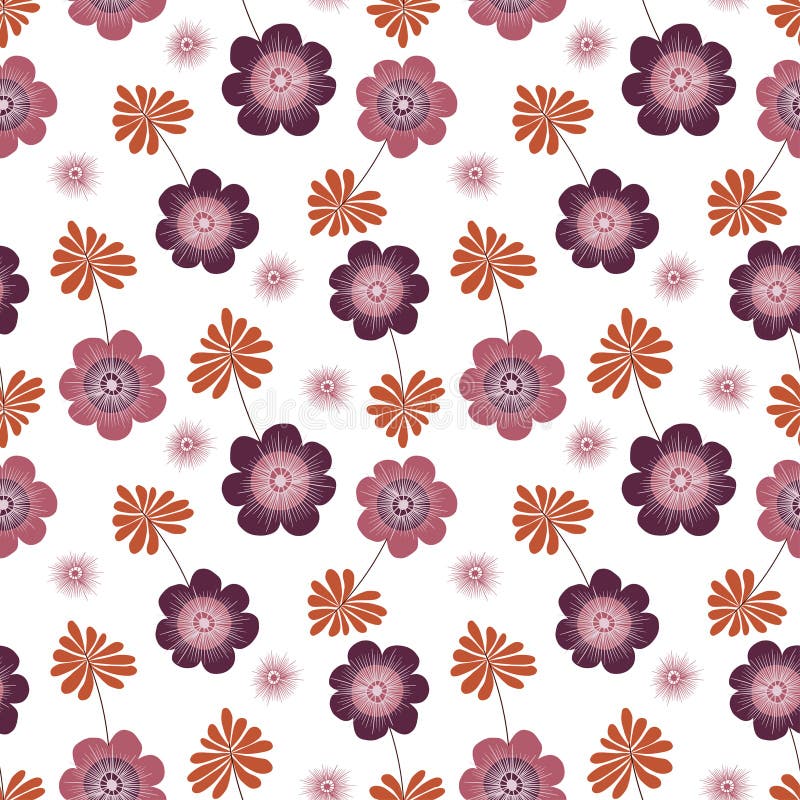 Abstract Floral Seamless Pattern in Organic Hand Drawn Style Stock ...