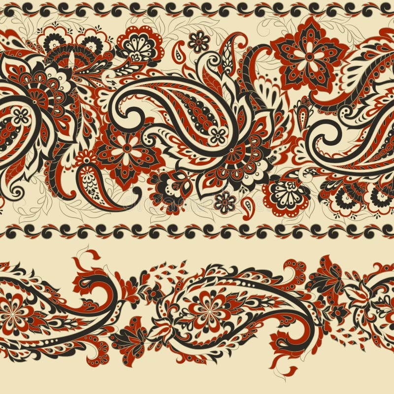Floral Seamless Pattern With Paisley Ornament Stock Vector