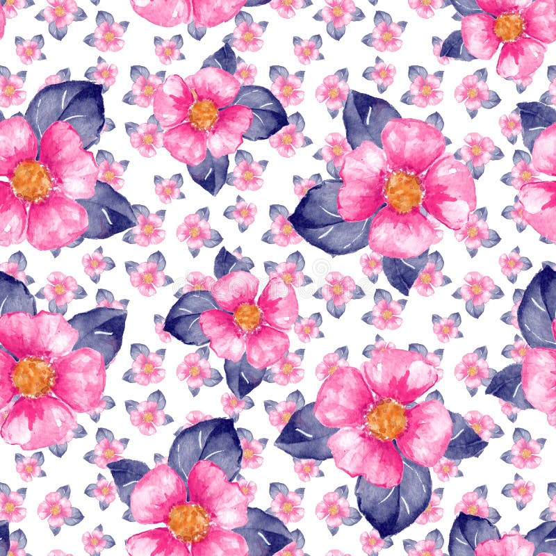 Floral Seamless Pattern with Pink Flowers 8 Stock Illustration ...