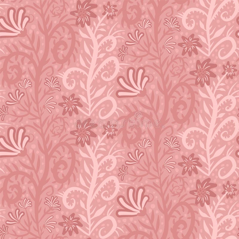 Floral Seamless Pattern. Pink Monochrome Branches Scribble Repeat ...
