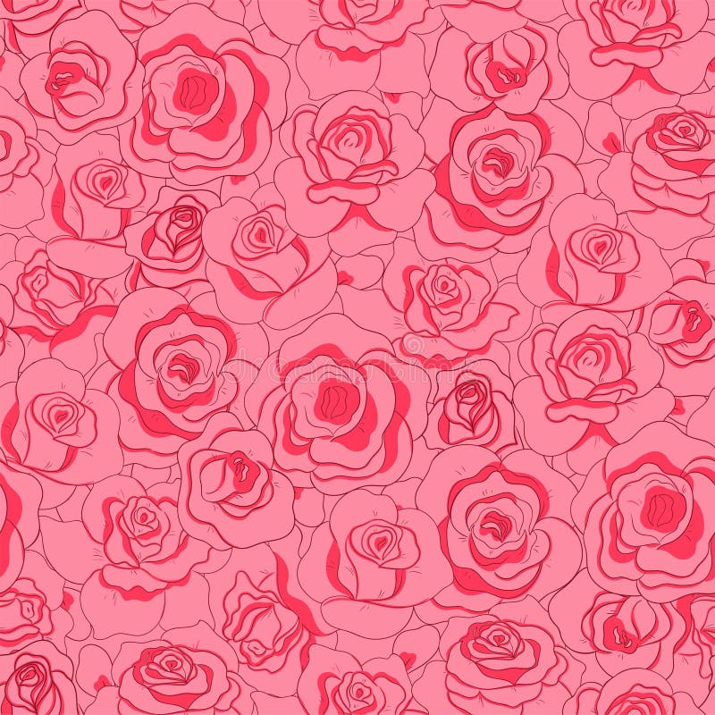 Floral Seamless Pattern with Pink Roses. Vector Graphics Stock Vector ...