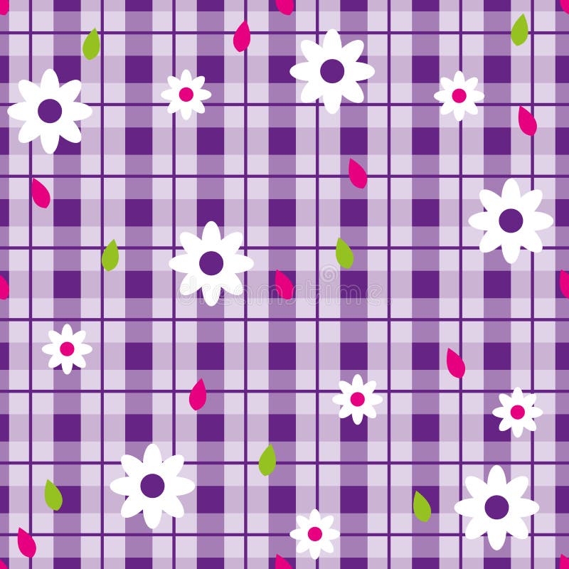 Floral Seamless Pattern with Plaid Background. Vector Template Stock ...