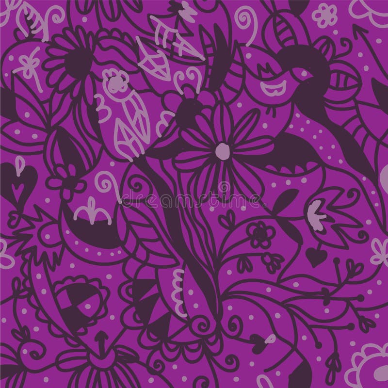Floral Seamless Pattern Purple Colors Stock Vector - Illustration of ...