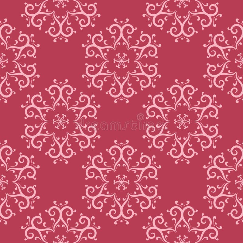 Floral Seamless Pattern on Red Background Stock Vector - Illustration ...
