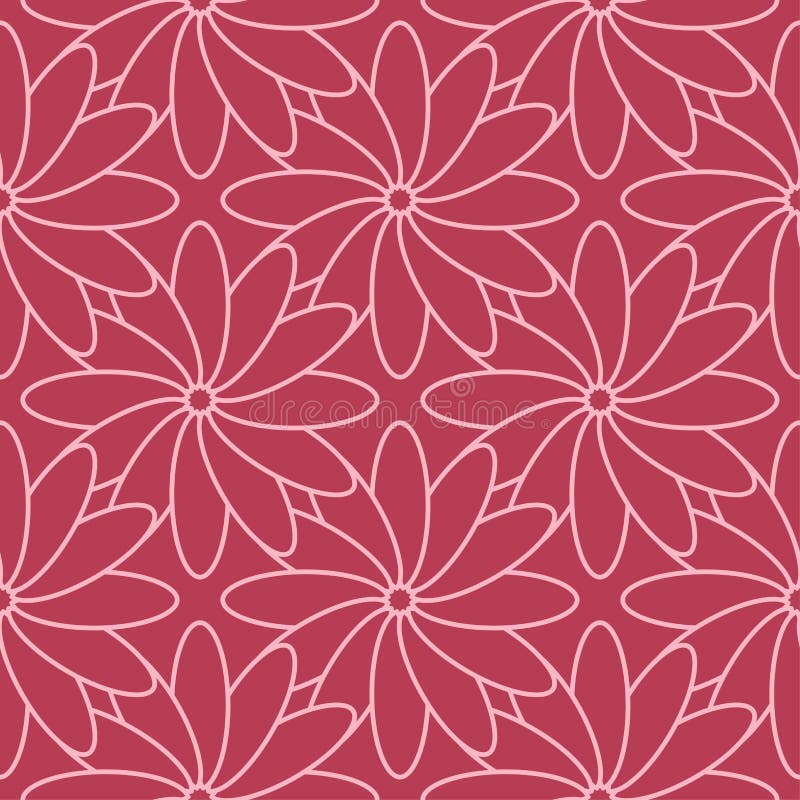 Floral Seamless Pattern on Red Background Stock Vector - Illustration ...