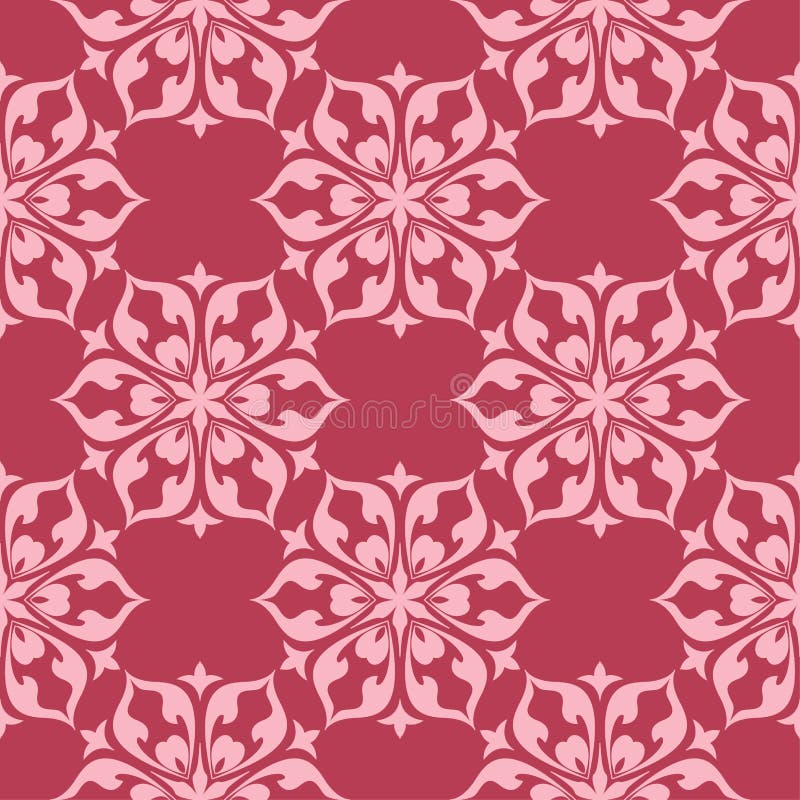Floral Seamless Pattern on Red Background Stock Vector - Illustration ...