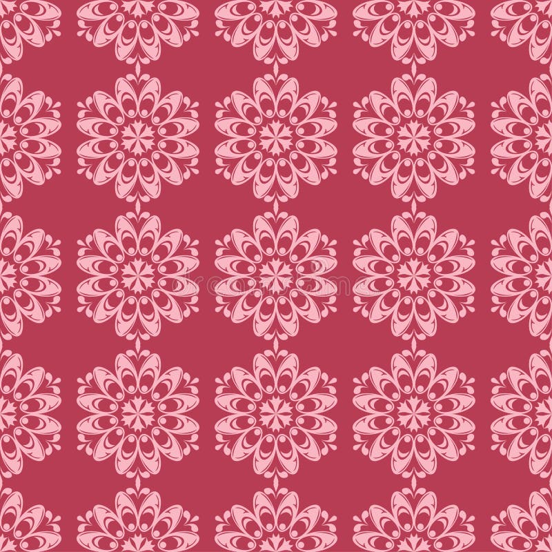Floral Seamless Pattern on Red Background Stock Vector - Illustration ...