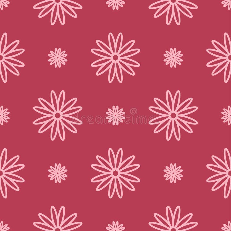 Floral Seamless Pattern on Red Background Stock Vector - Illustration ...