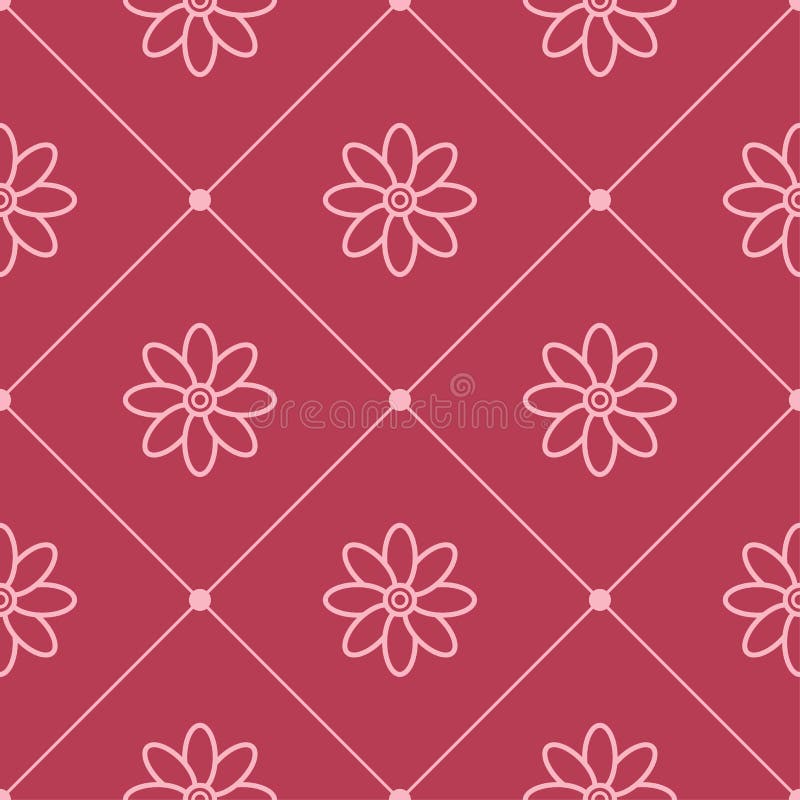 Floral Seamless Pattern on Red Background Stock Vector - Illustration ...