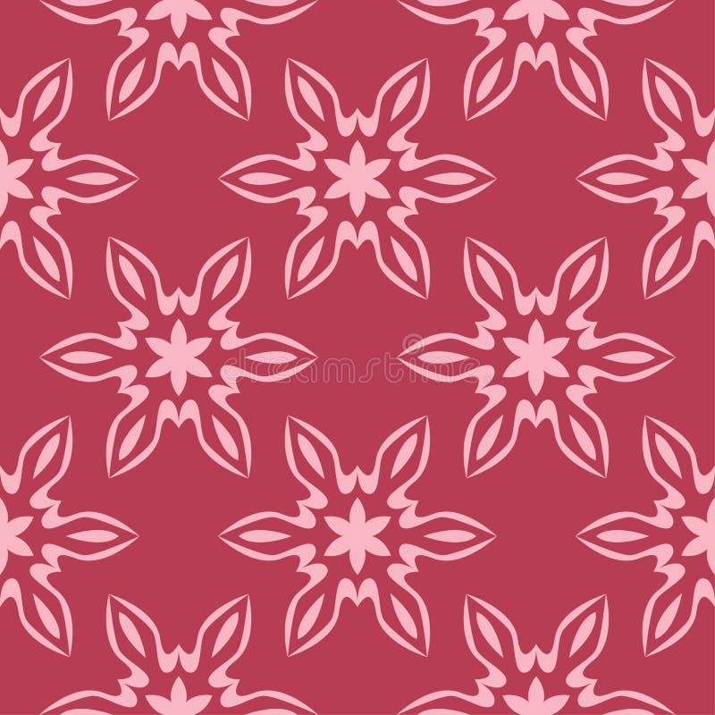 Floral Seamless Pattern on Red Background Stock Vector - Illustration ...