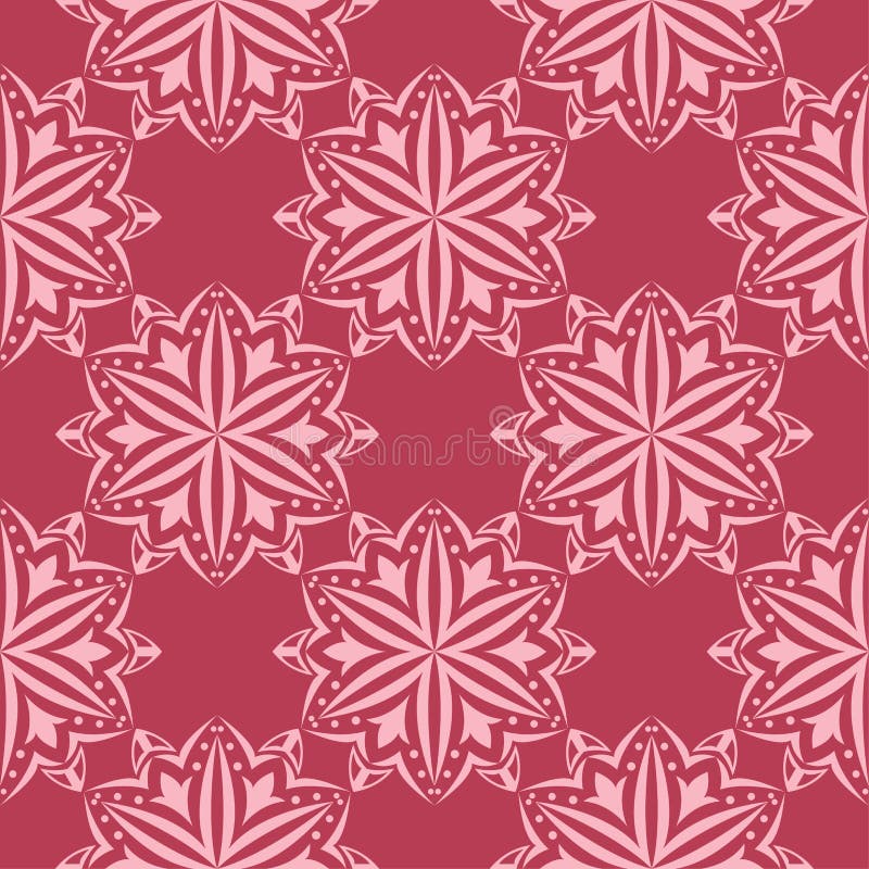 Floral Seamless Pattern on Red Background Stock Vector - Illustration ...
