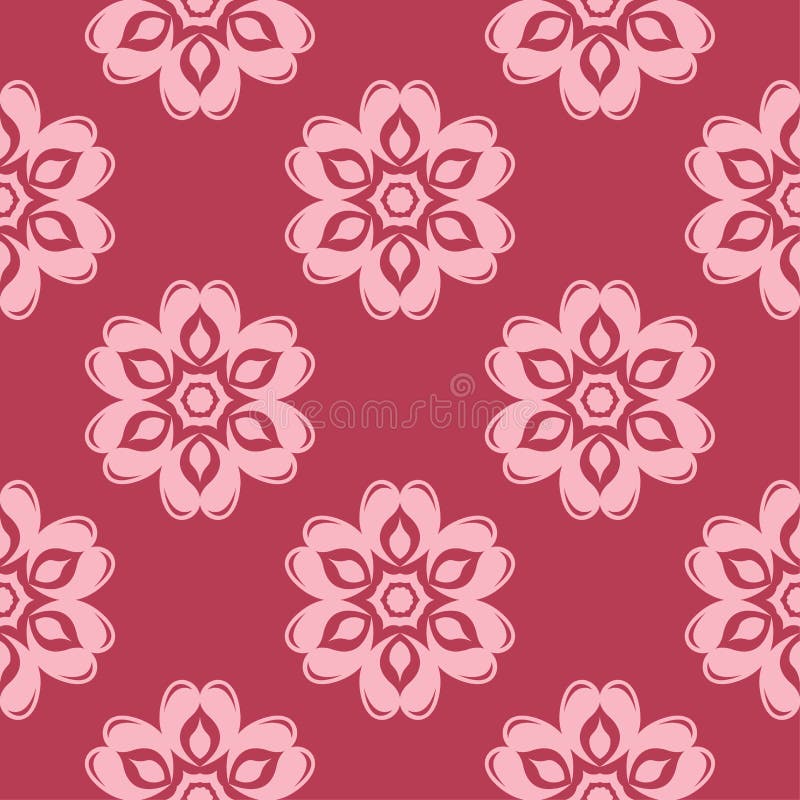 Floral Seamless Pattern on Red Background Stock Vector - Illustration ...