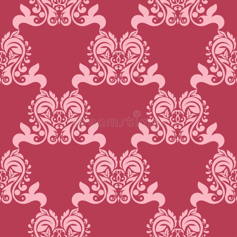 Floral Seamless Pattern on Red Background Stock Vector - Illustration ...