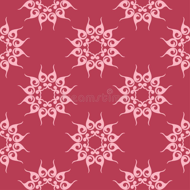 Floral Seamless Pattern on Red Background Stock Vector - Illustration ...