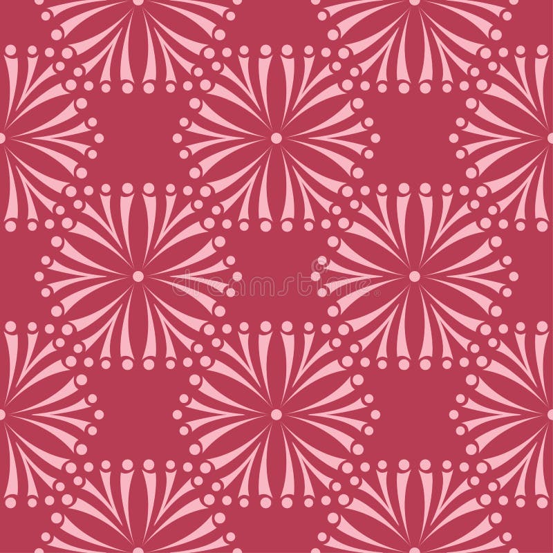 Floral Seamless Pattern on Red Background Stock Vector - Illustration ...