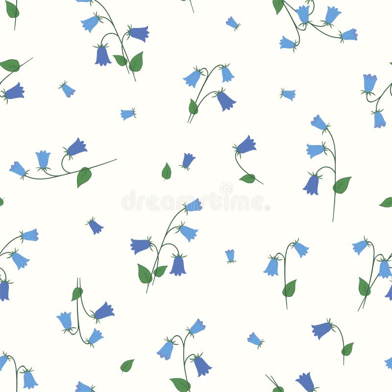 The Floral Seamless Pattern with Small Blue Bells. Vector. Stock Vector ...
