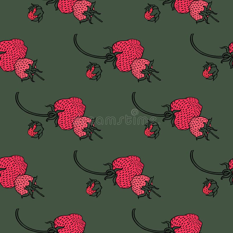 Floral Seamless Pattern with Strawberries. Texture with Berries Stock ...