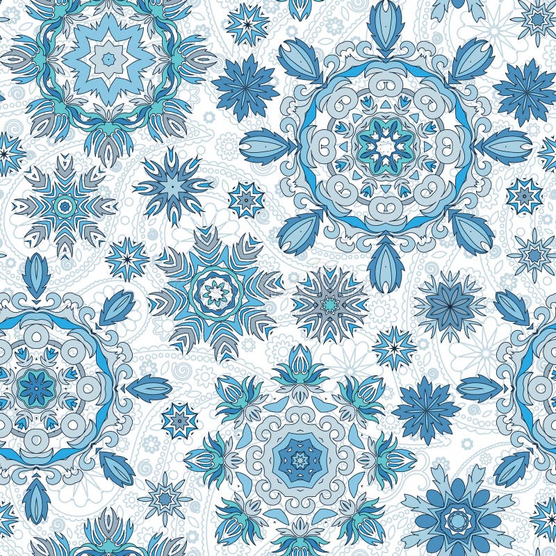 Floral Seamless Pattern with Stylized Snowflakes. Stock Vector ...