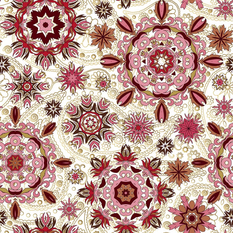 Floral Seamless Pattern with Stylized Snowflakes. Stock Vector ...