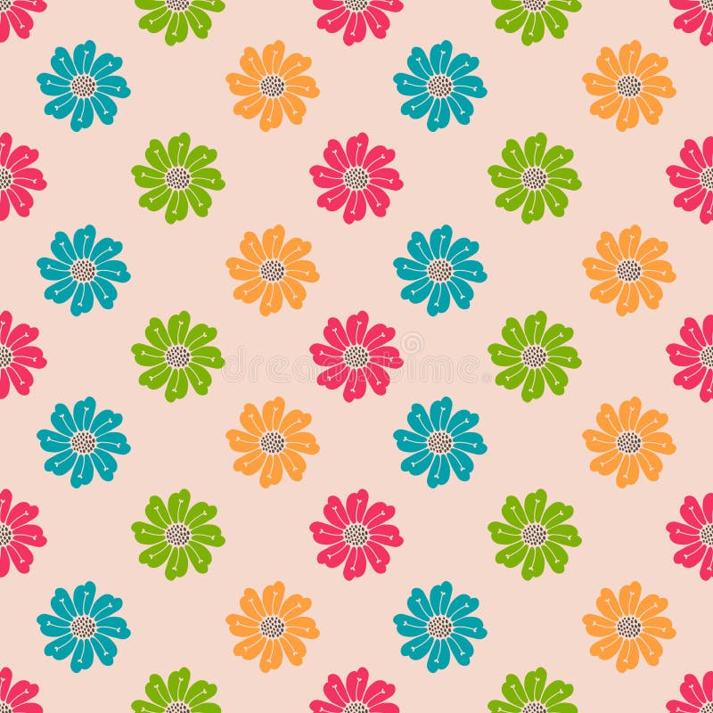 Floral Seamless Pattern Tile in Bright Bold Colors Stock Illustration ...