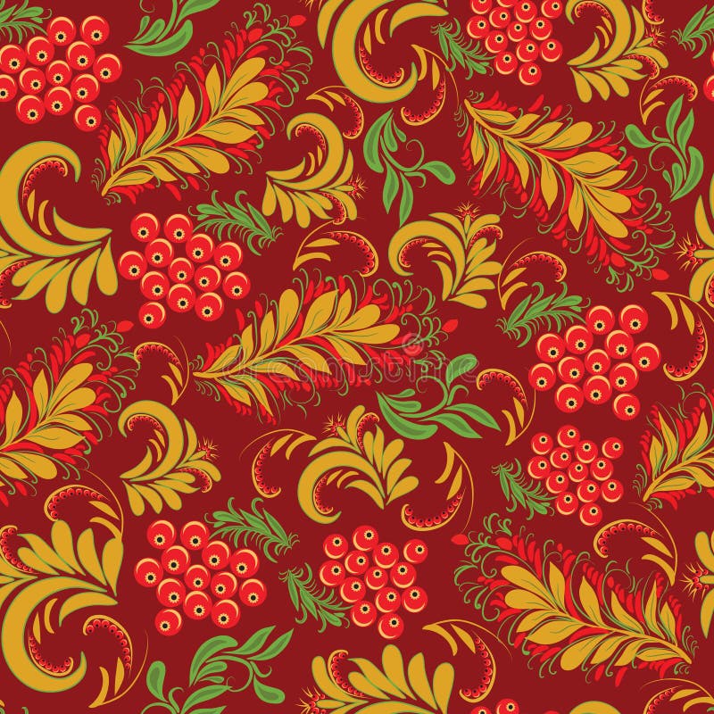 Floral Seamless Pattern in Traditional Russian Style Hohloma Stock ...