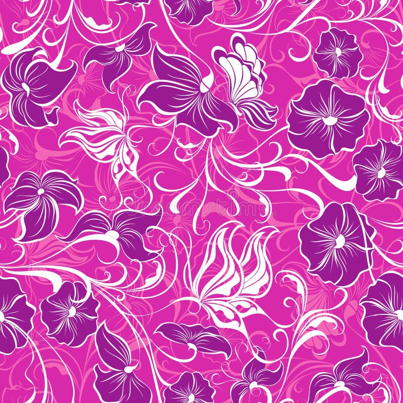 Seamless Pattern of Purple Orchids Stock Vector - Illustration of plant ...