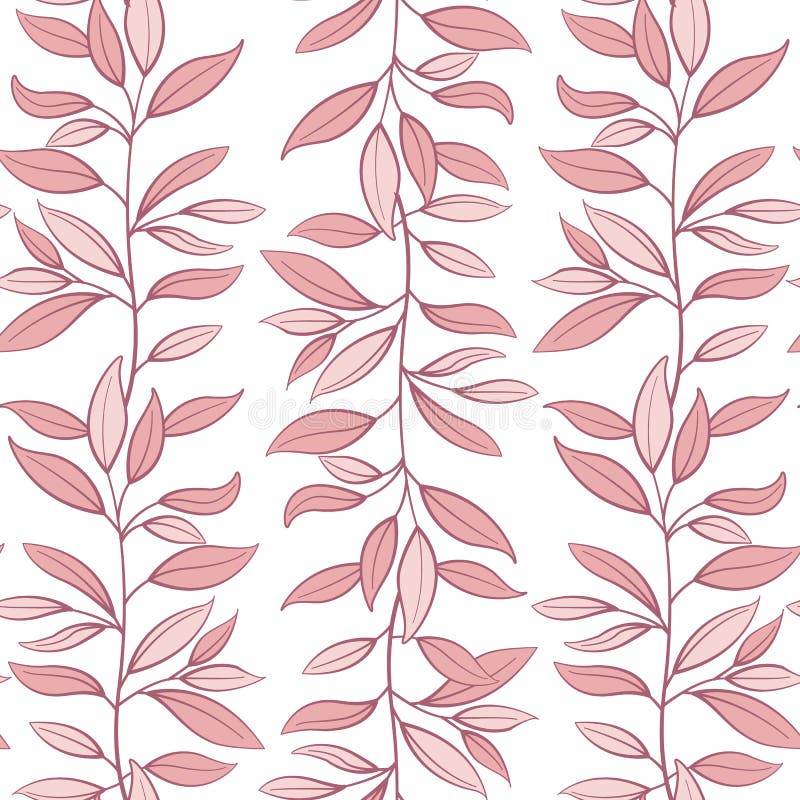 Floral Seamless Pattern. Vector Vertical Pink Branches with Leaves ...